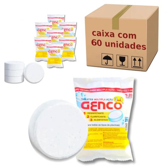 Caixa Media 60 Pastilhas Cloro 200gr Multipla Acao 3 em 1 com ...