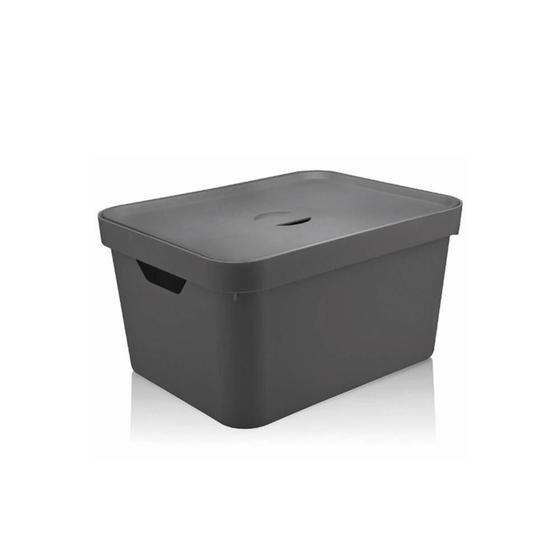 Caixa Organizadora com Tampa Cube 18 Litros Chumbo - Martiplast - Caixa ...