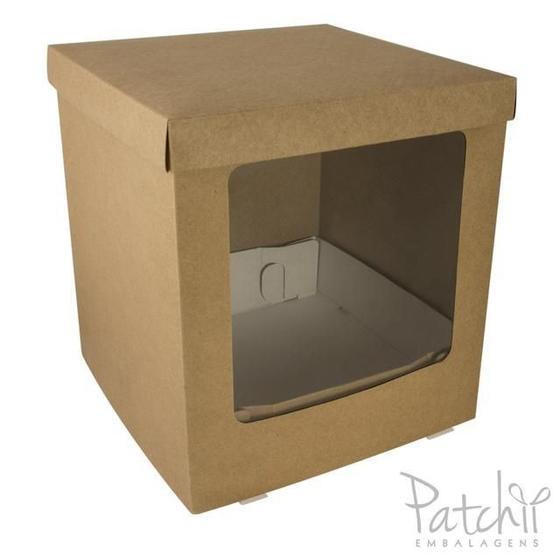 Caixa Para Bolo Alto Cor Kraft 23X23X25Cm Com 1 Un Patchii - Patchll ...