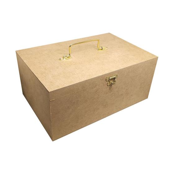 Caixa Retangular DobradiÇA, Fecho E AlÇA 30x20x13 Mdf Madeira ...