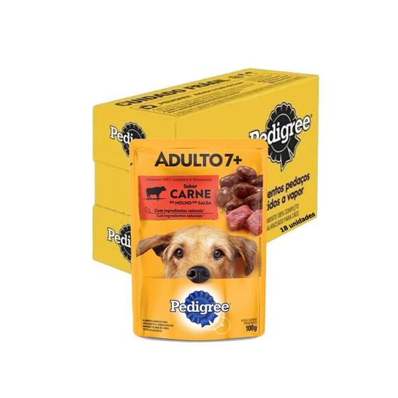 Caixa Sachês Pedigree Sênior Carne 100g - Ração Úmida para Gato ...