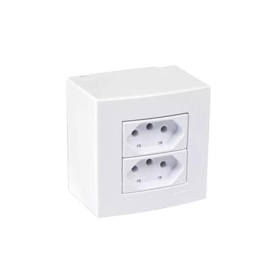 Caixa sistema x sobrepor 75x75 c/ 2 tomadas 10a sleek margirius ...