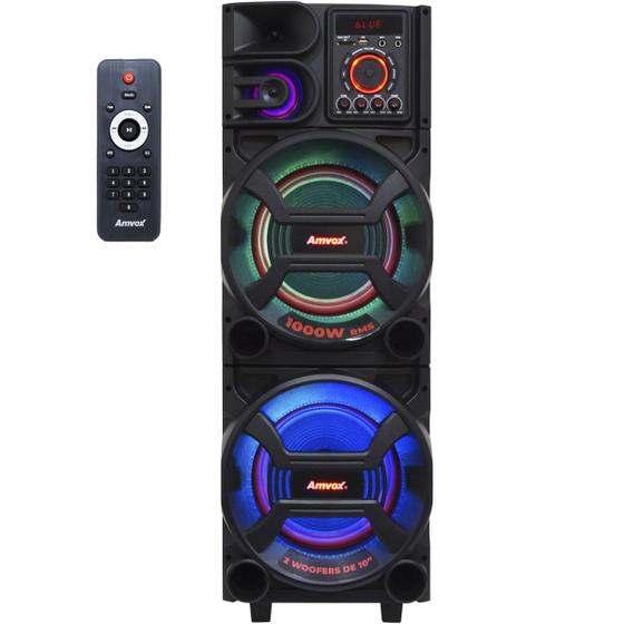 Caixa Som Amplificada Bluetooth 1000W Rms 2 Sub Mp3 Fm Usb Sd Aux Led ...