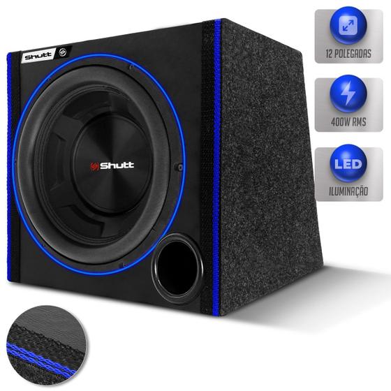 Caixa Som Automotivo Shutt 400w Subwoofer 12 Polegadas Dutada Grave Forte Porta Mala Led Neon ...