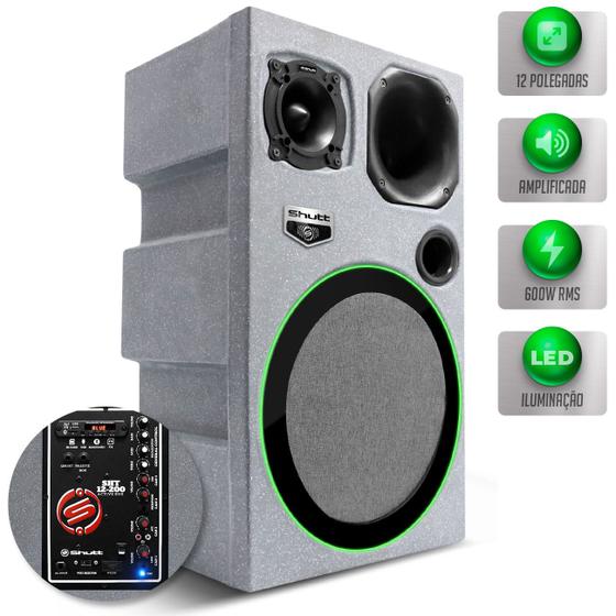 Caixa Som Bob Igreja Amplificada Shutt 600w RMS Woofer 12 Pol Xplode Bluetooth USB P10 LED ...