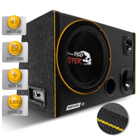 Caixa Som Trio Automotivo Amplificada Subwoofer 12 Polegadas Shutt 1100w RMS Ativa Led Grave ...