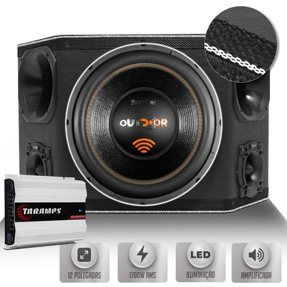 Caixa Som Trio Automotivo Three Side 1700w RMS Sub Bomber Outdoor 12 ...