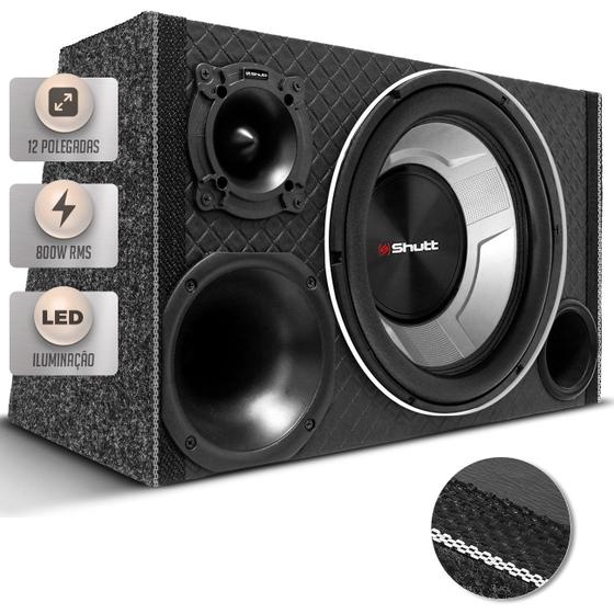 Caixa Som Trio Diamantada Shutt Subwoofer 12 Polegadas 800W Dutada LED Neon Automotivo - Som ...