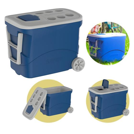 Caixa Térmica Cooler 50 L com Rodas Praia Pesca Camping com Alça para ...