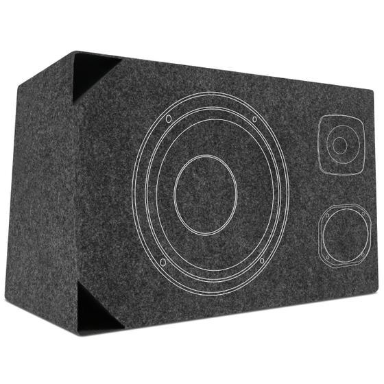 Caixa Trio 12 Polegadas + Driver + Tweeter Duto Triangulo Fulltrap Vazia Compacta MDF Carpete ...