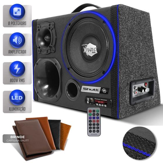 Caixa Trio Amplificada Residencial Shutt Woofer 8 Polegadas 800w Neon C/ Placa Bluetooth ...