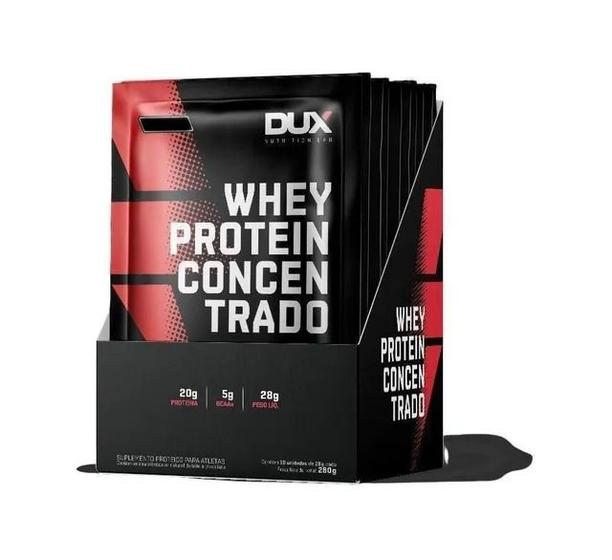 Caixa Whey Protein Concentrado Sachê 28g 10Un - Dux Nutrition - Massa ...