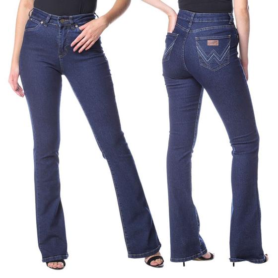Calça Country Jeans Feminina Wrangler Original Azul Escuro - Ref ...