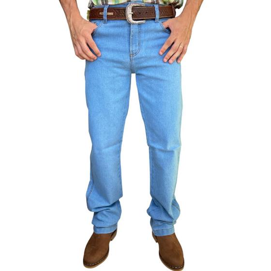 Calça Country Masculina Tradicional Reta Jeans C Lycra Agro Pura