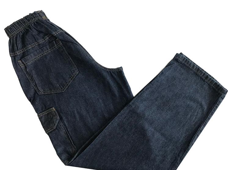 Calça Jeans Cargo Masculina com Elástico e Cordão na Cintura (P ao GG ...