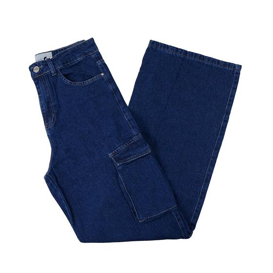 Calça Jeans Feminina Zune Cargo Wide Leg Índigo - 45528 - Calça Jeans ...