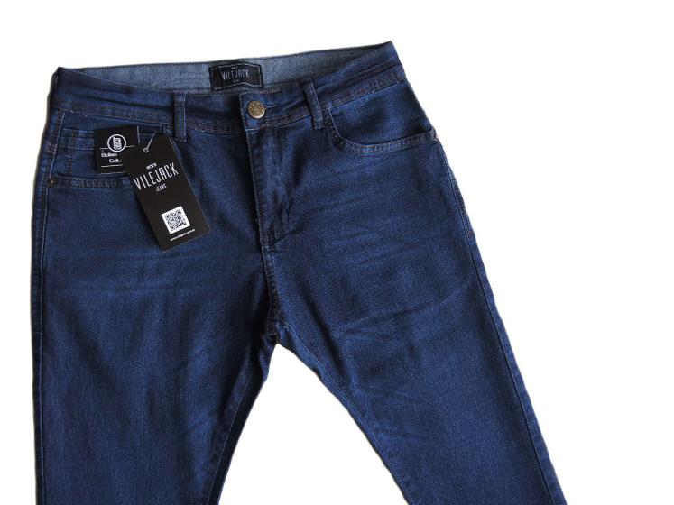 Calça Jeans Vilejack Masculina Slim Cintura Média Elastano Azul Marinho