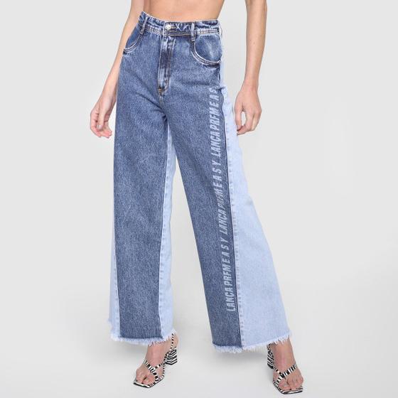 Calça Jeans Wide Leg High Lança Perfume Easy Cintura Alta Feminina ...