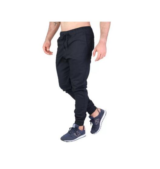 Calça Jogger Jeans Sarja Masculina Com Punho Elástico Casual Tudo Na