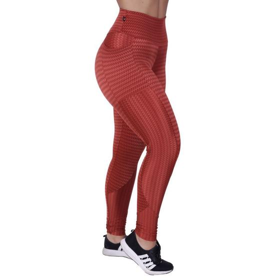 Calça Legging Fitness Feminina Com Bolso Cirrê Textura Brilho Orbis