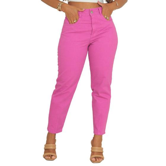 Calça Mom Feminina Slouchy Jeans Sarja Cintura Alta Basica - ECXO JEANS ...