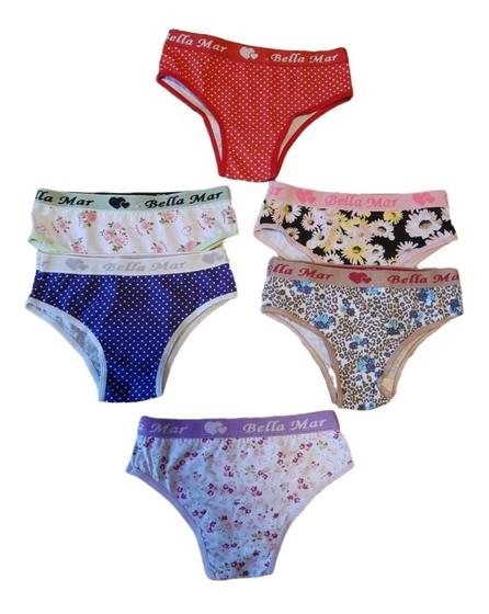 Calcinha Juvenil Kit 6 Peças Em Algodão Moda Íntima Meninas - BELLA MAR ...