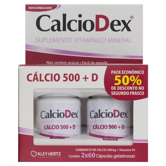 Calciodex 500mg, frasco com 60 cápsulas + 50% desconto na 2ª unidade ...