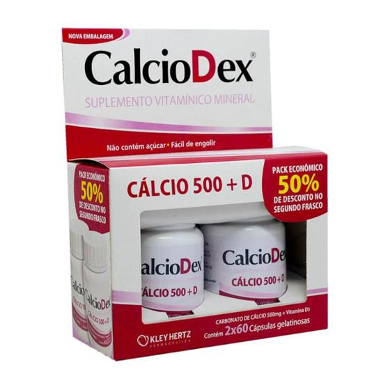 CalcioDex 500mg + Vit D3 Kit 120 Cápsulas - Kley Hertz - Kley Hertz ...