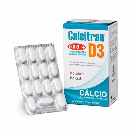 Calcitran 600+ D3 Suplemento Vitamínico Com 60 Comprimidos - Divcom ...