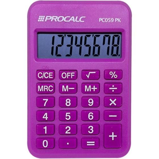 Calculadora De Bolso 8 Digitos Rosa - PROCALC - Calculadora de Bolso ...