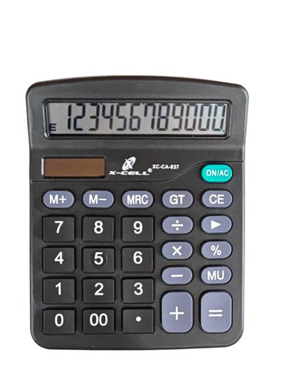 Calculadora De Mesa 12 Digitos Solar Bateria Preta X-cell - Calculadora ...