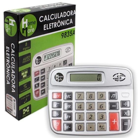 Calculadora eletronica 8 digitos com som a pilha 15,3x12cm - HM ...
