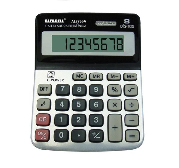 Calculadora Eletrônica de Mesa Cinza/Preta 8 Dígitos 13,3x10,6x2,7cm - Alfacell - Calculadora de ...