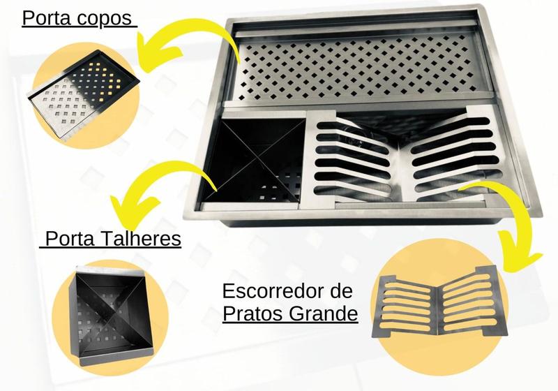 Calha Retangular Organizador Pia Louças Cozinha Bancada - AJB - Calha ...