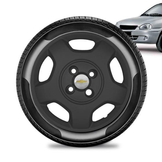 Calota Chevrolet Corsa aro 14 2004 Preta Fosca Emb Prata - GFM - CALOTA ...