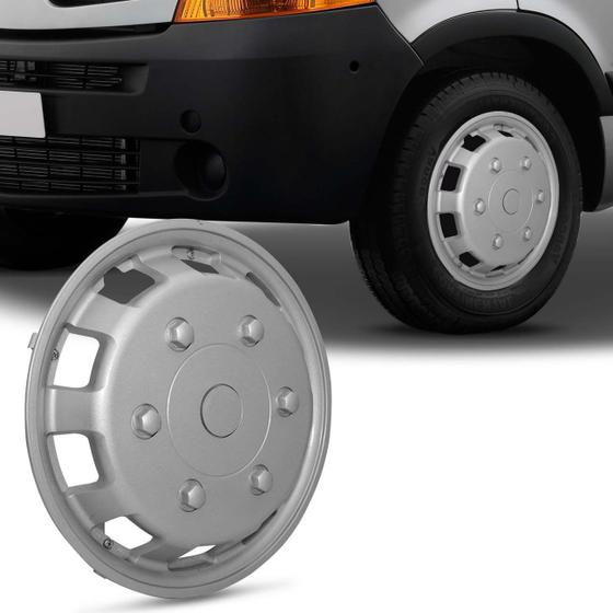 Calota Esportiva Aro 16 Universal Para Vans Prata Capa de Roda Fixação ...