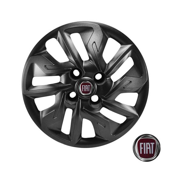 Calota Grafite Brilhante Aro 14 Fiat Argo Palio Siena Uno Emblema Resinado vermelho - GFM ...