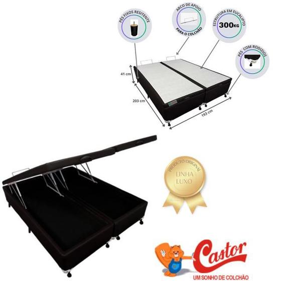 Cama Box Baú Castor Casal King Size 193x203x41 - Alto Padrão de ...