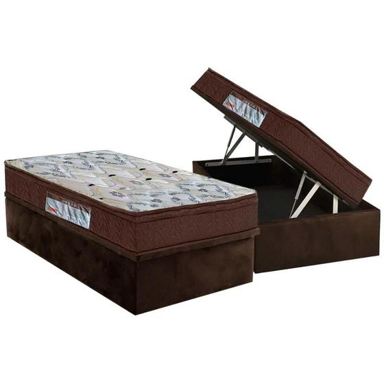 Cama Box Baú Solteiro: Colchão Espuma Ortobom D45 / EP ISO 150 Mega ...