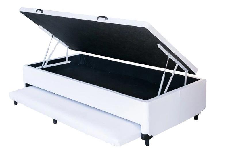 Cama Box Baú Solteiro Com Auxiliar Sintético Branco (Espuma só na ...
