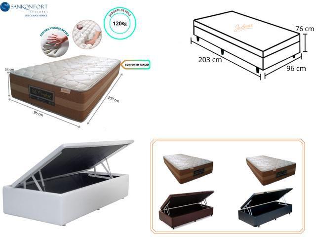 Cama Box Baú Solteiro King + Colchão Le Confort Solteiro 96x203x76 ...