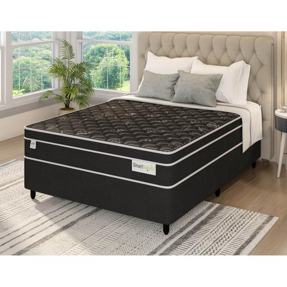 Cama Box Casal c/ Colchão Smart Sonata D70 de Molas Verticoil 138x188 Preto - Plumatex - Cama ...