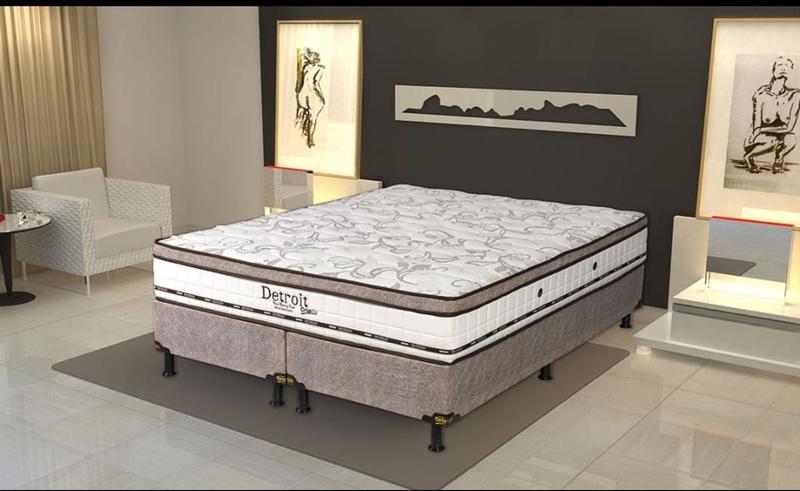 Cama box casal detroid molas ensacadas 69cmx188cmx138 com base pretra ...