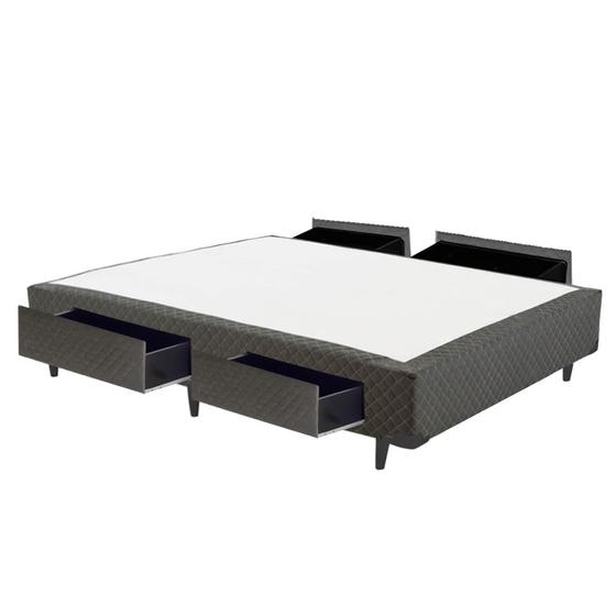 Cama Box CASAL Universal 4 Gavetas Cinza - Rajado138x188 - Cosmopolita ...