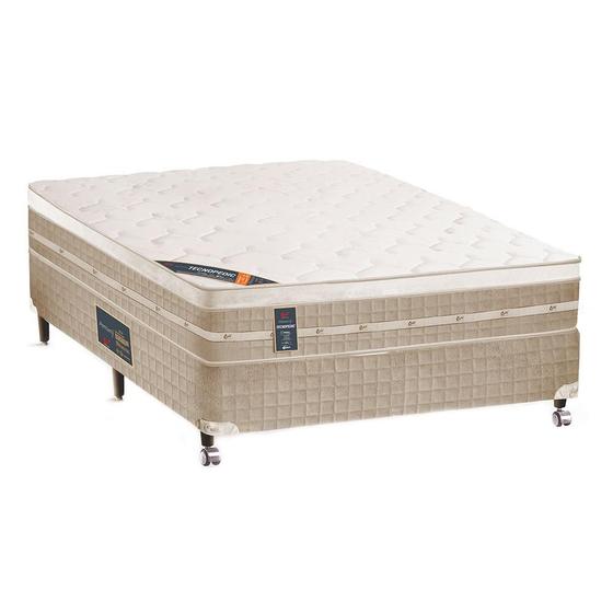 Cama box + Colchão Casal Castor Premium Tecnopedic One face Bege 138 x ...