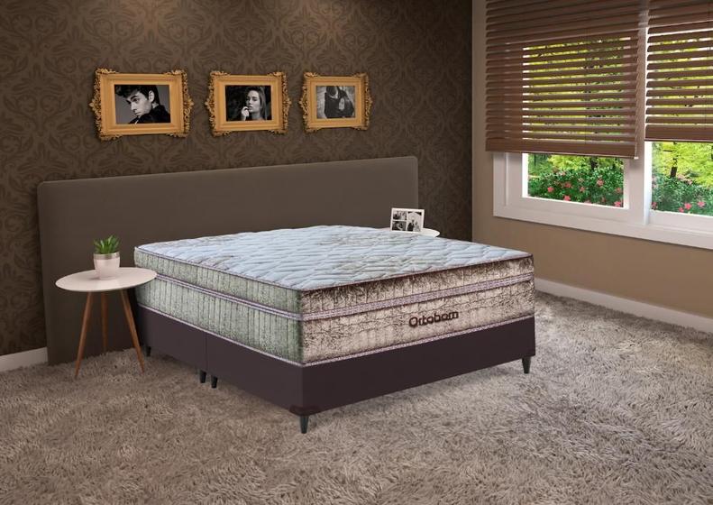 Cama box + Colchão Gold Ultra Gel Queen (158x198) - Ortobom - Cama Box ...