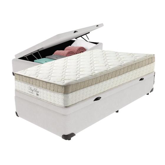 Cama Box com Baú Branco e Colchão Solteiro King Best Anjos - Cama Box ...