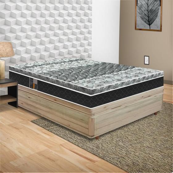 Cama Box com Baú Casal Rústica + Colchão De Molas - Castor - Class ...