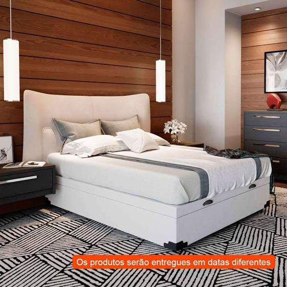 Cama Box com Baú Premium com Colchão Casal Veneza Branco - Mobly - Cama de Casal - Magazine Luiza