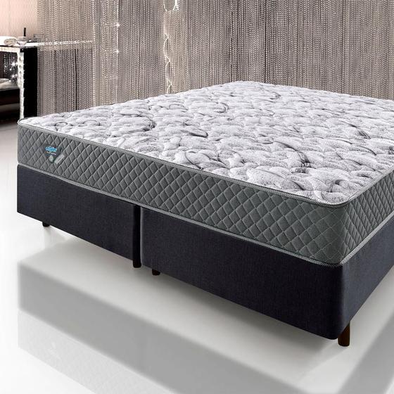 Cama Box King Size 193x203 Alpha Cinza com Colchão Mola Ensacada - Cama ...